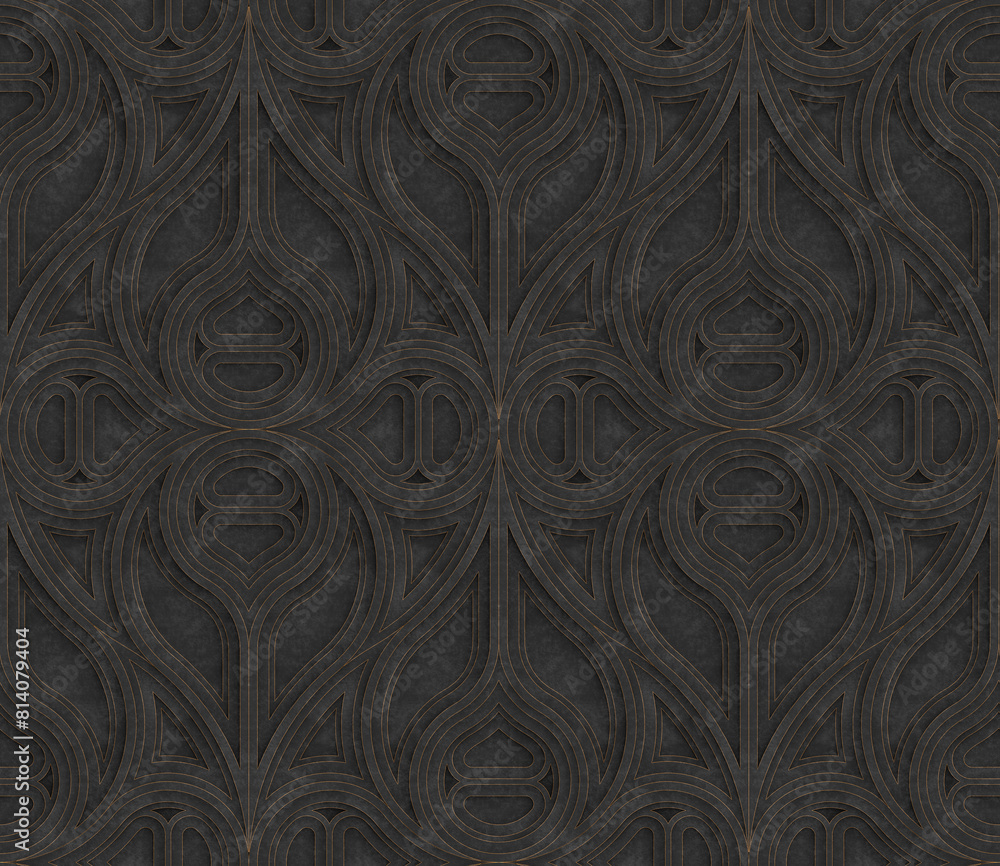 3D Wallpaper Gothic architecture stained glass gray, black and mint ...