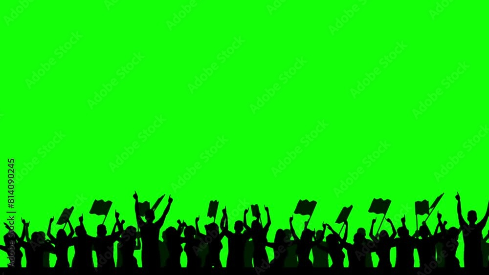 Crowd Silhouette Animation: A large crowd having fun and cheering on a ...