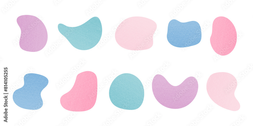 Colorful abstract geometric shapes set. Modern blob with grain texture ...