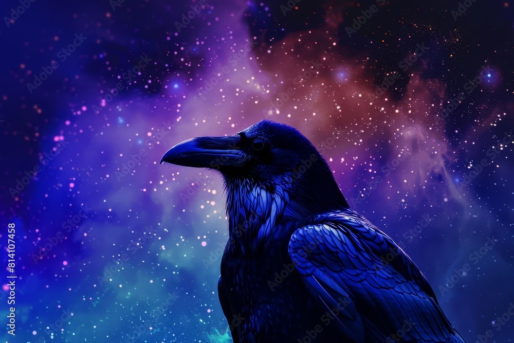 mystical raven silhouette made of starry night sky cosmic jewel tone ...