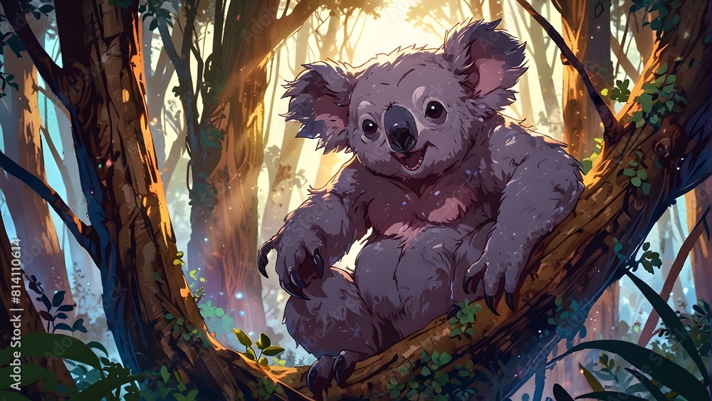 Illustration of a terrifying koala-like creature, dark magic and ...