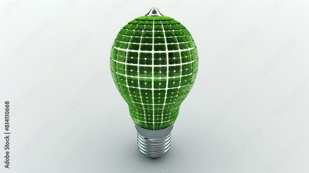 Eco-friendly LED light bulb equipped with solar energy panels, depicted ...