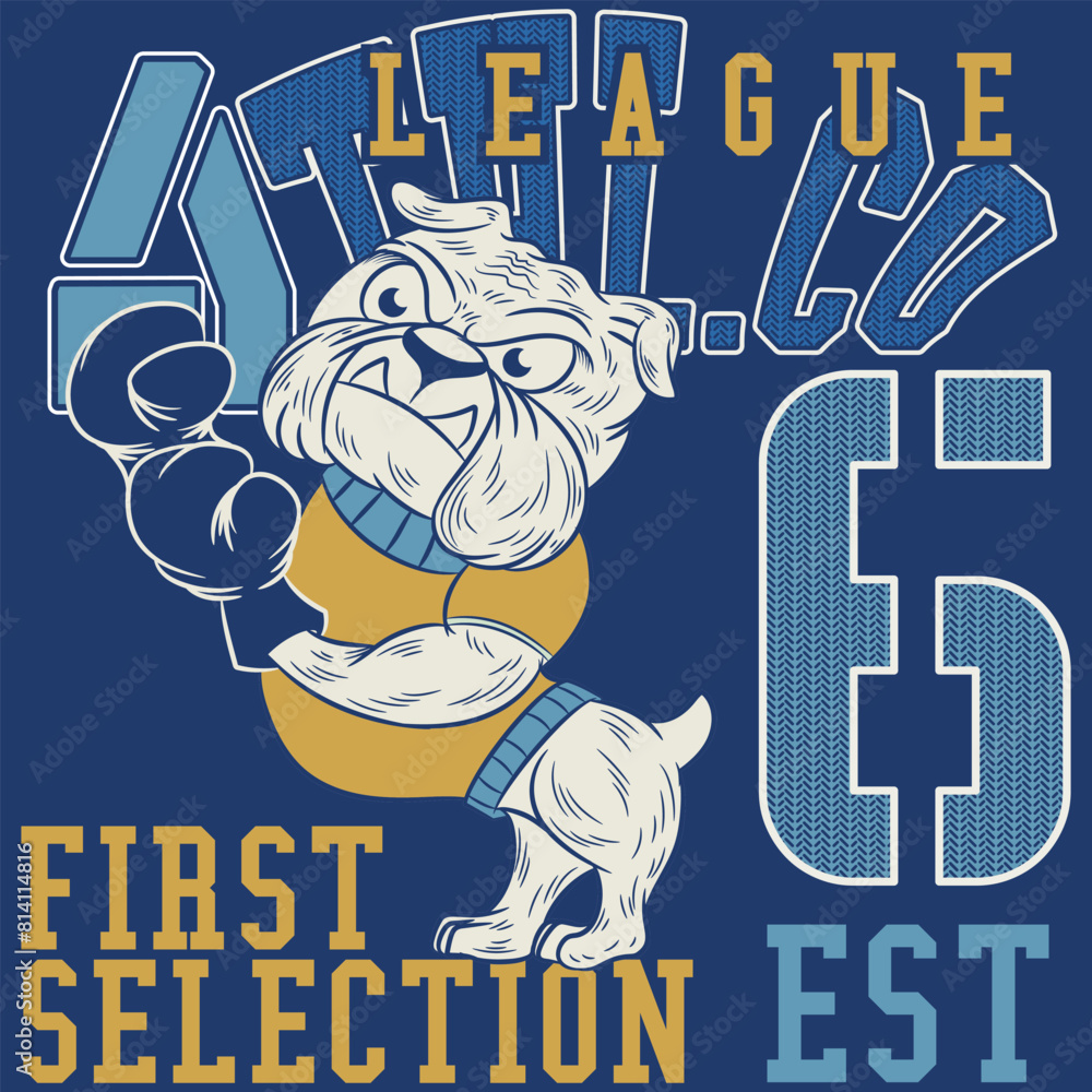 bulldog fighter with gloves athlete mixed martial arts boxing MMA ...