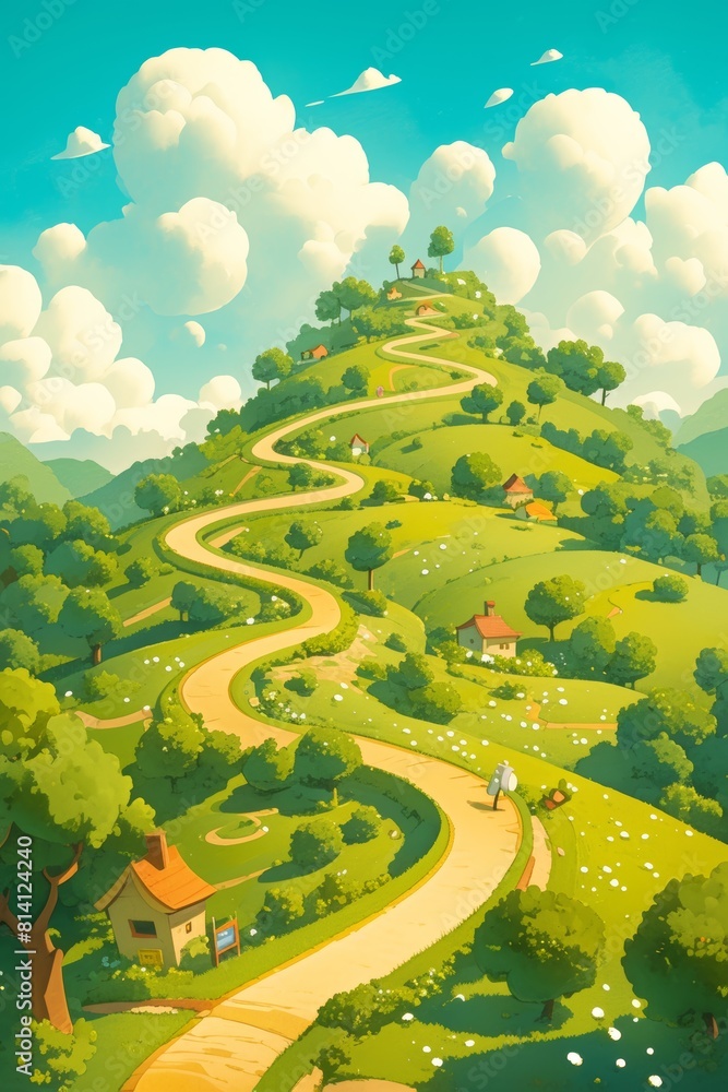 New Journey Goodbye Card with Scenic Map and Winding Path Design Stock ...