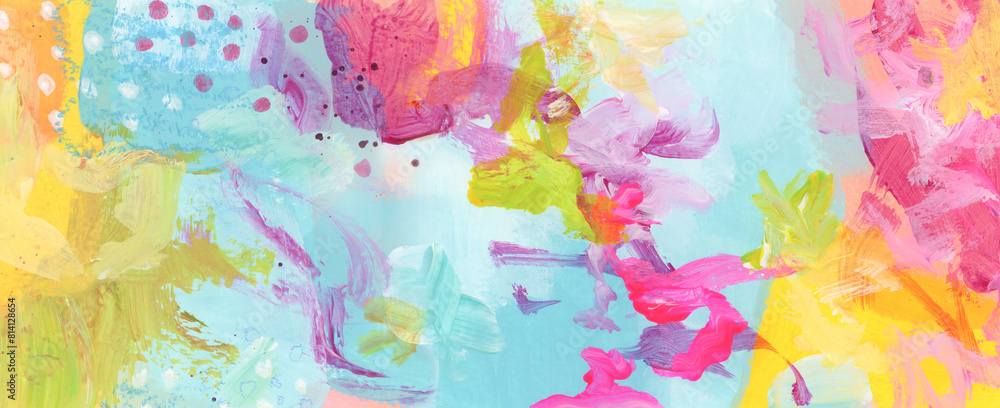 Art Watercolor and Acrylic smear blot painting with pencil, oil pastel ...