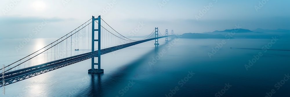Aerial Drone Photograph of Akashi Strait Bridge (Akashi Kaikyo Ohashi ...