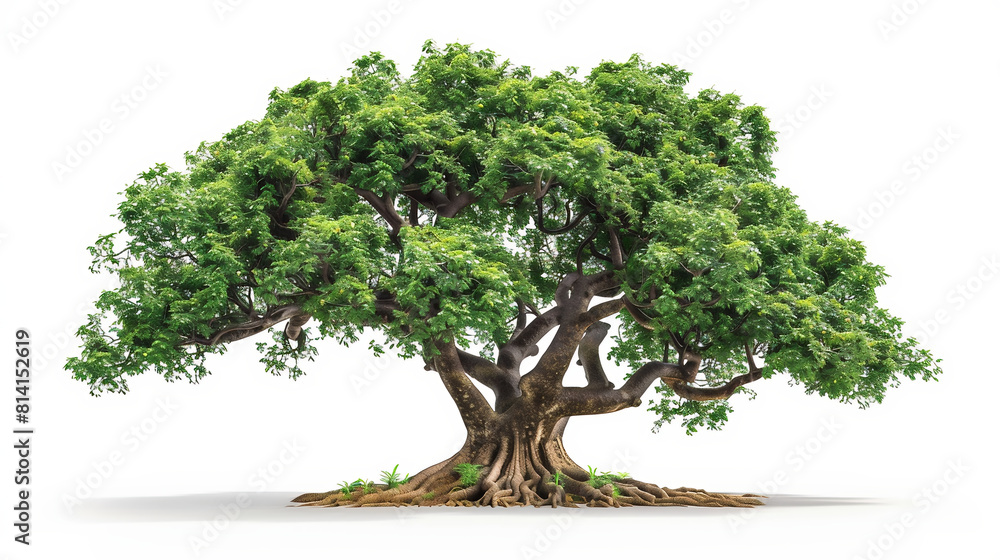 Indian neem tree, white background, digital illustration, conceptual ...