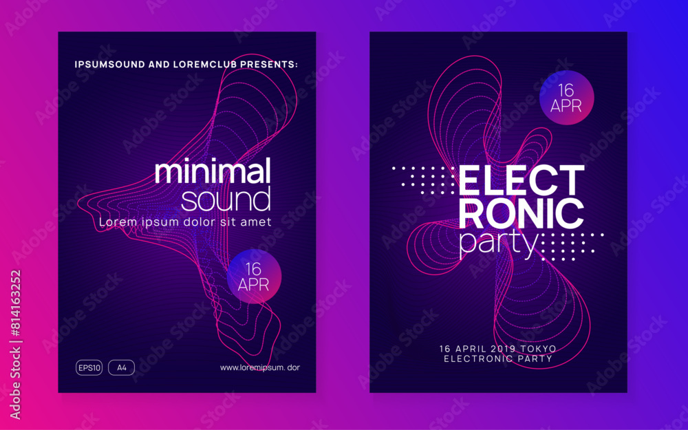 Night Club Background. Music Poster. Night Club Electro Template. Blue ...
