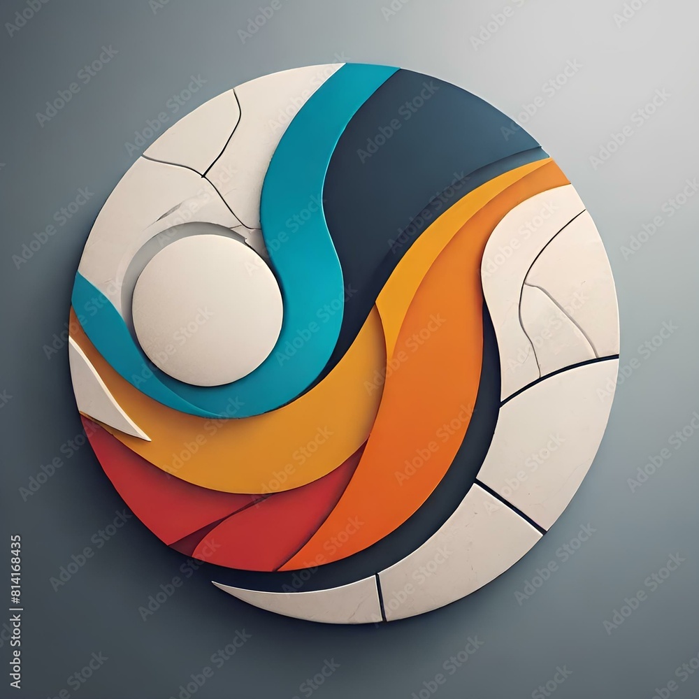 3D vector logo, abstract design with layered shapes representing the ...