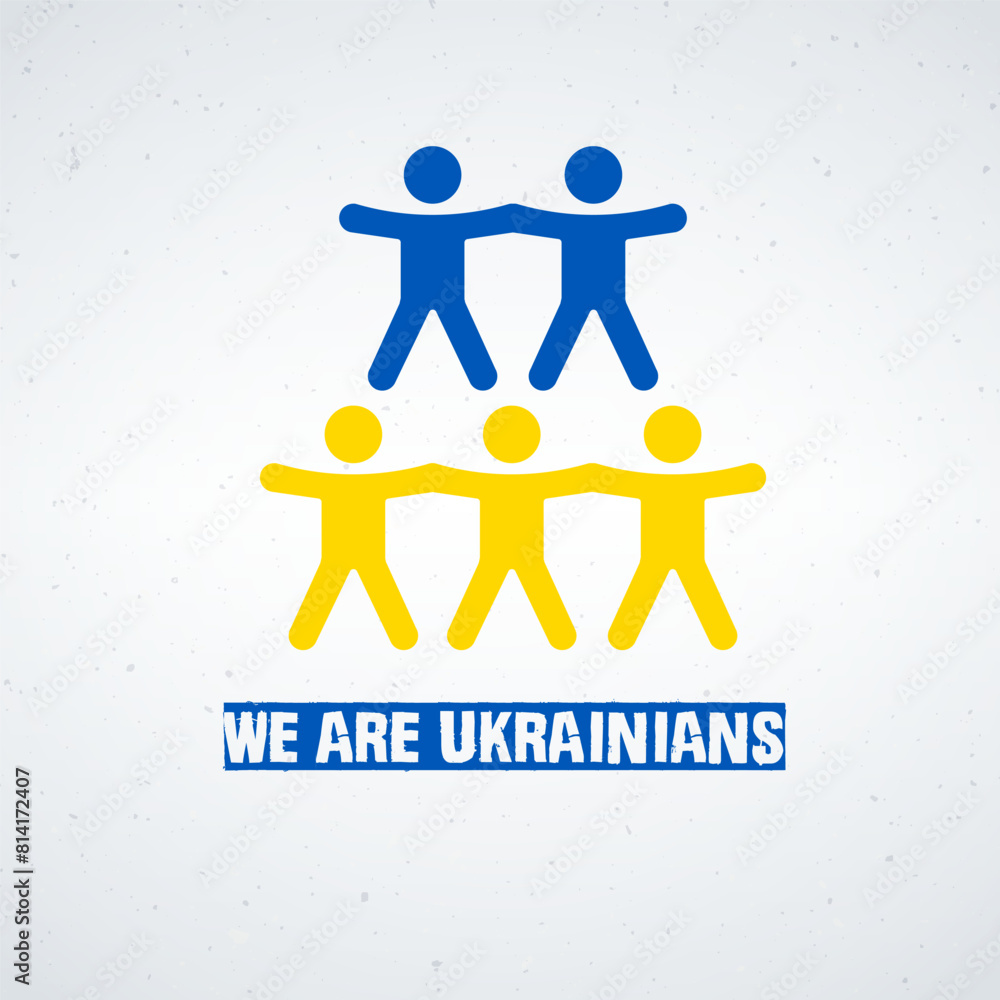 We are Ukrainians people pyramid in flag colors. Patriot of Ukraine ...