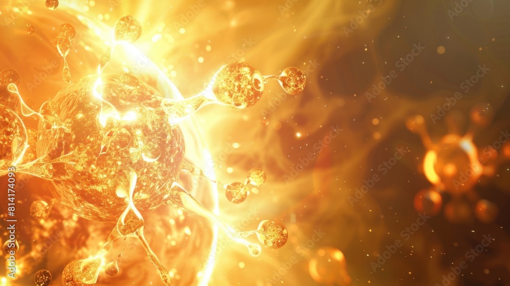 fusion process in the sun, with hydrogen atoms combining to form helium ...