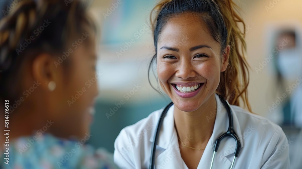 cultural healthcare relationships, asian female doctor happily engaging ...
