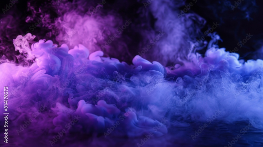 Ground purple fog background, 3d rendering. Smoke cloud scene neon ...