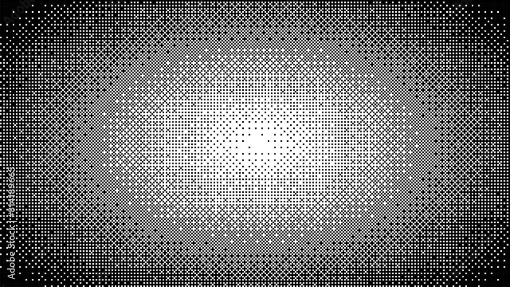 Pixel art round gradient, vignette, texture rounded frame halftone radial gradient. Glowing ...