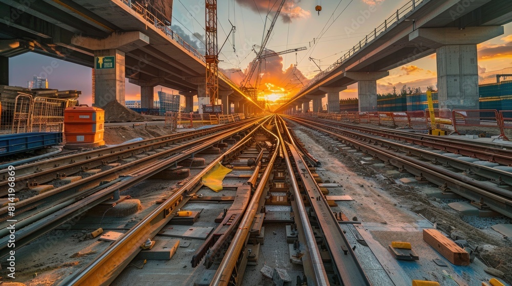 Construction of a mass rail transit line in progress Stock Photo ...