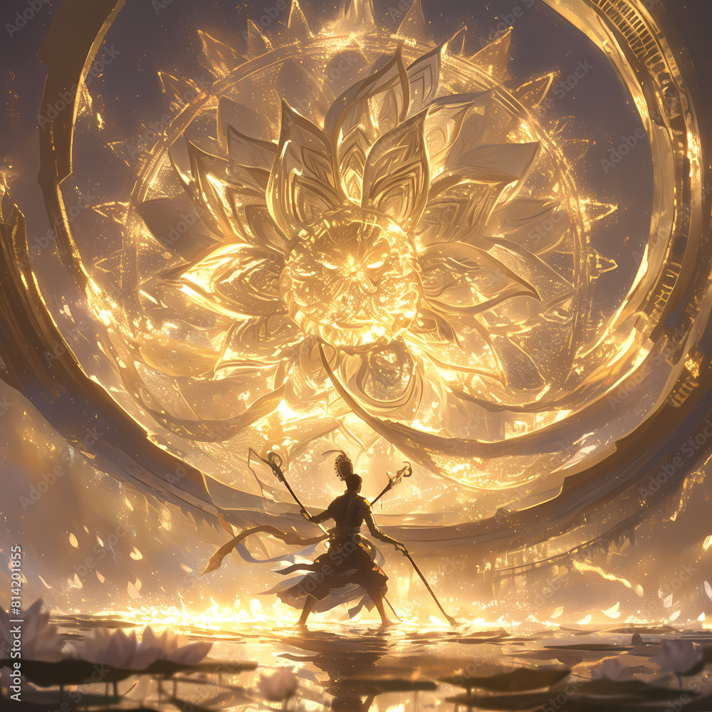 Mythical Encounter - Radiant Lotus. This image portrays a mythical ...