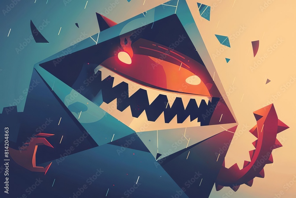 A graphic depiction of a phishing email as a monster lurking in an ...