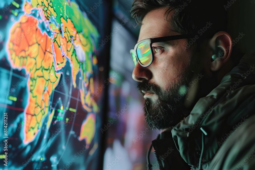 An environmental scientist using AI to visualize climate change data ...