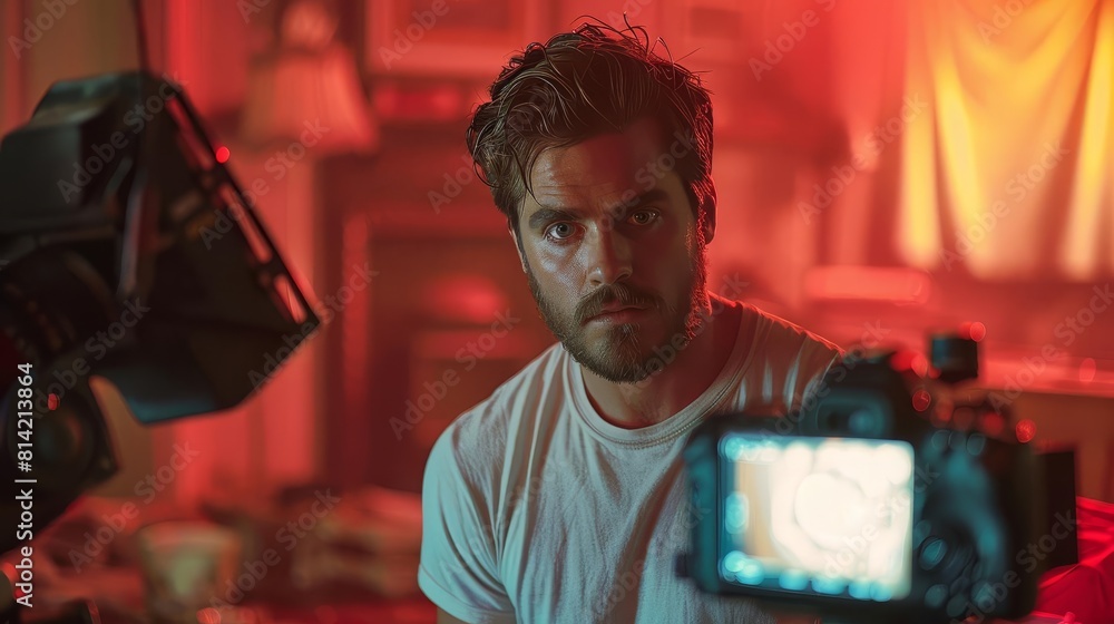 Showcase an actor preparing for a role, delving deep into character ...