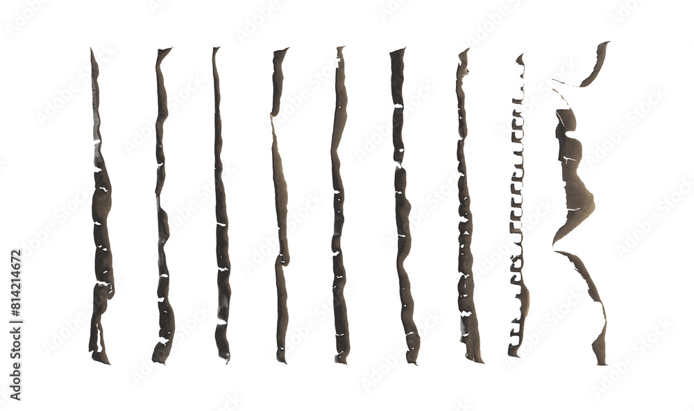Isolated burned paper edges, linears stripes png burnt shapes in ...