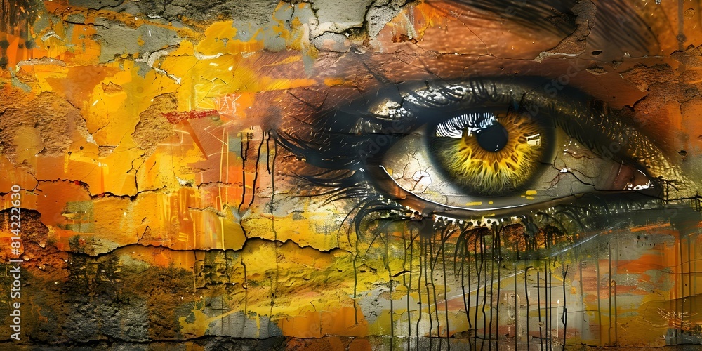 Eye-catching street art featuring an eye on a city wall. Concept Street ...