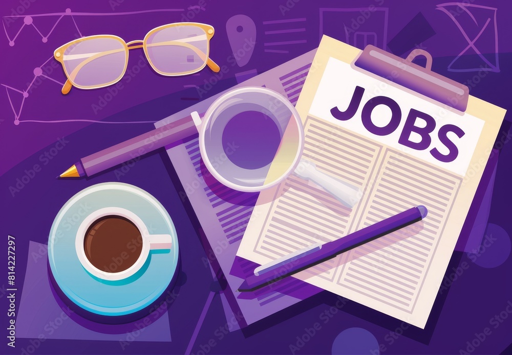 Newspaper with the word "JOBS" as the illustration of an open magazine ...