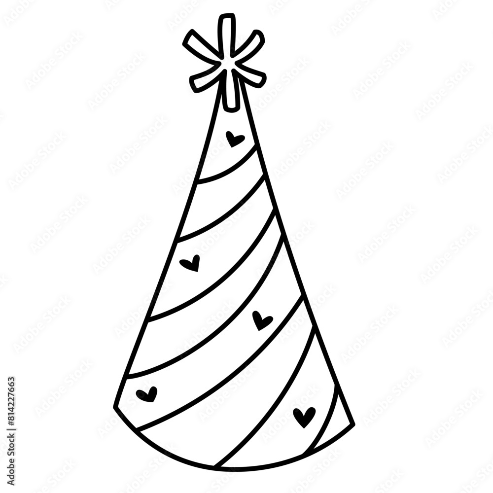 Doodle Hand drawn party hat. Simple outline Vector illustration ...