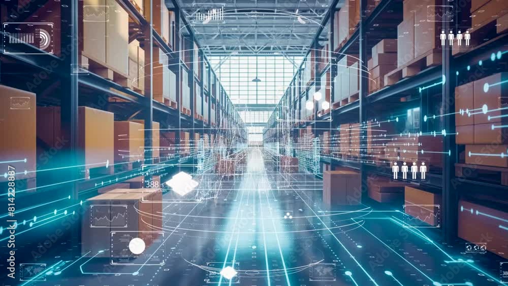 Smart warehouse environment, Futuristic storage facility with ...