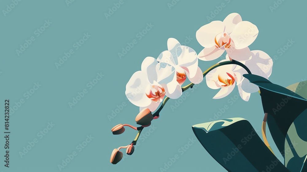 Orchid flat design side view, exotic theme, animation ...