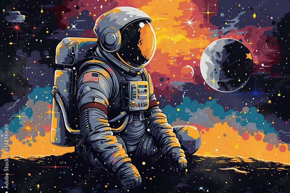 Create an 8 – bit pixel art design of an astronaut in outerspace and ...