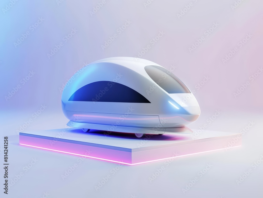 Solid HUD icon of a highspeed train displayed on a 3D product stand ...