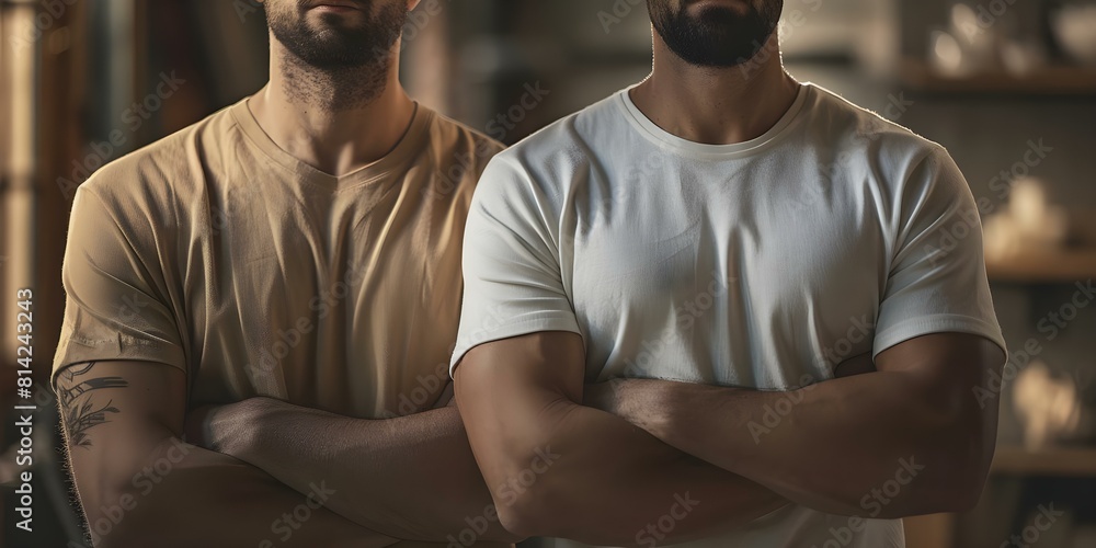 Foto de Two men standing side by side showing unity and camaraderie ...