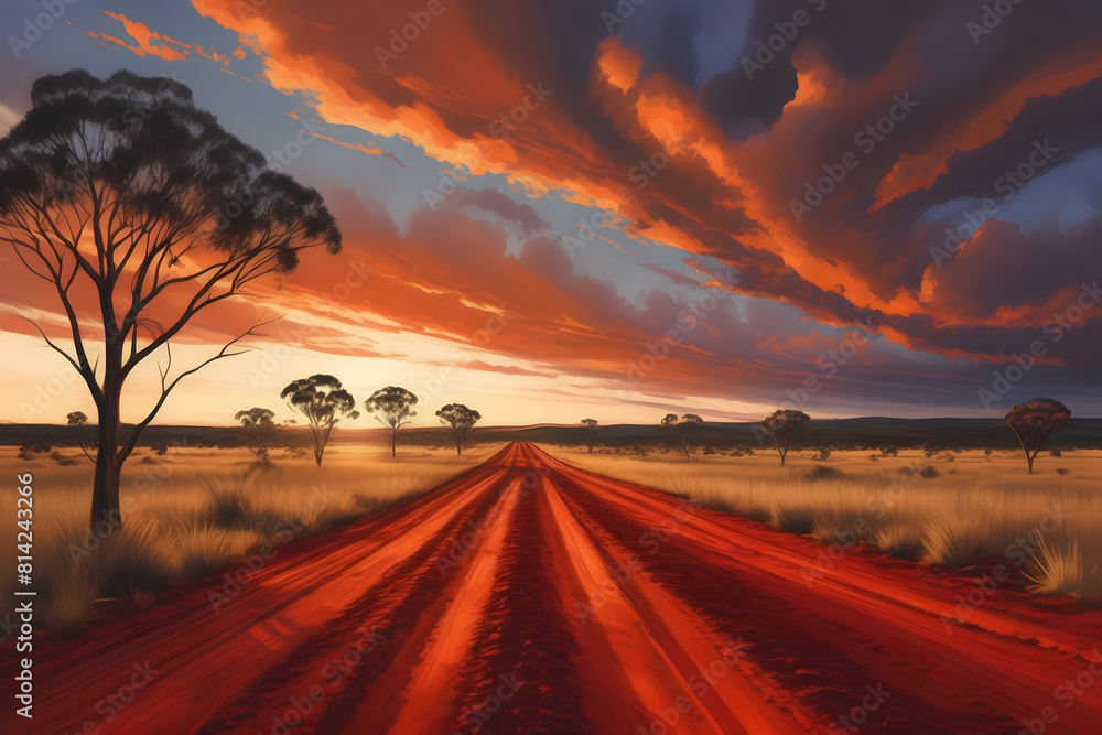 Journey through the vast Australian Outback: Red dirt roads lead to ...
