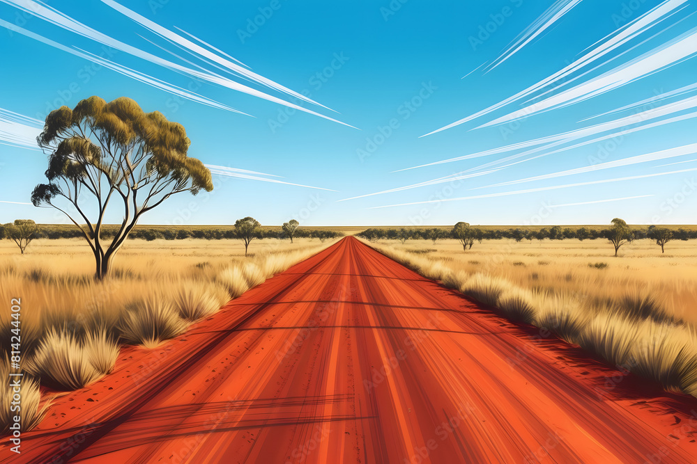 Journey through the vast Australian Outback: Red dirt roads lead to ...