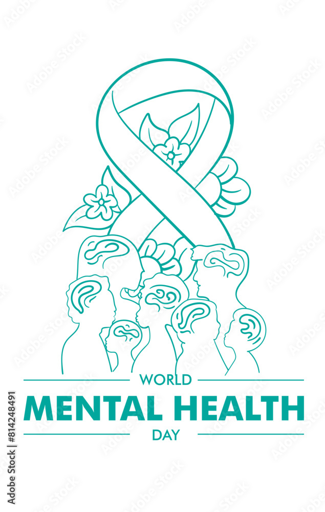 World mental health day illustration with goddess of flower sign Stock ...