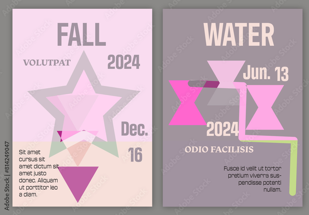 Flyer A4 Template with Simple Overlapping Geometrical Shapes Flat Color ...