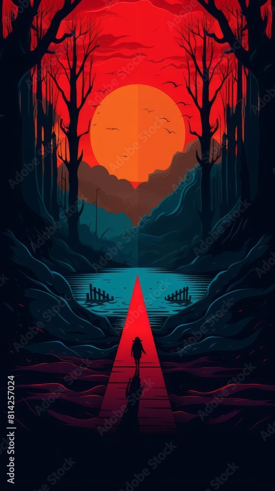 Spooky action flat design side view Mystery theme animation ...