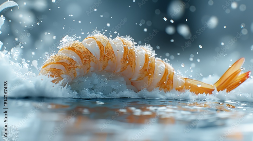 Digital artwork depicting a mythical sea creature resembling a shrimp ...
