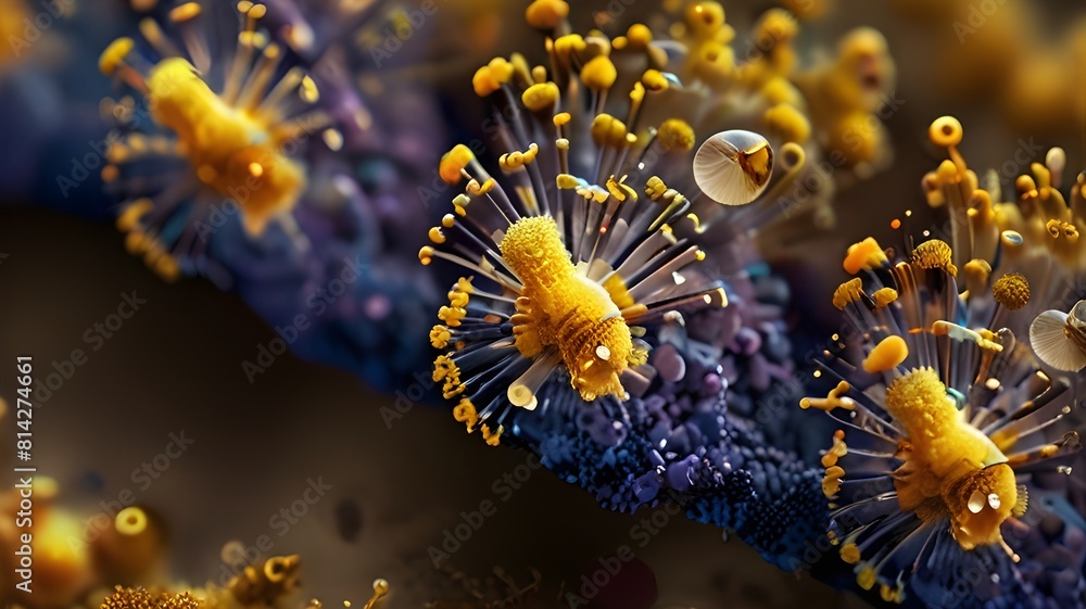 Microscopic view of pollen grains, revealing their intricate structures ...