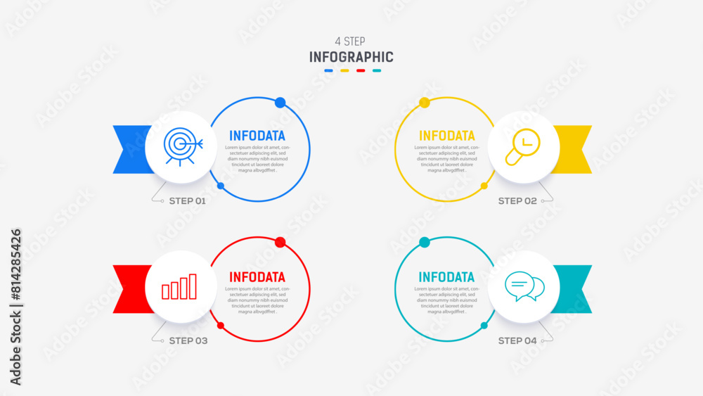 Four Step Infographic element design Vector template for presentation ...