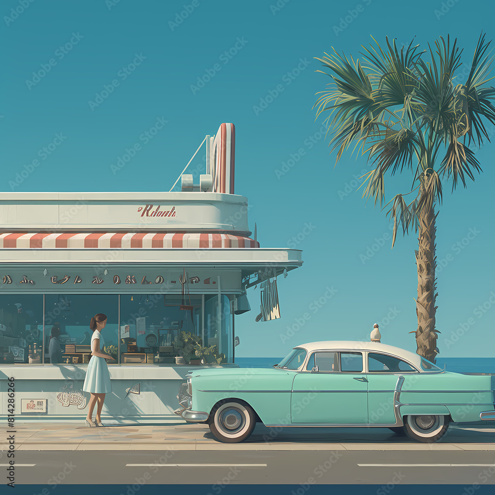 Step into a nostalgic moment at an old-fashioned diner, with a vintage ...