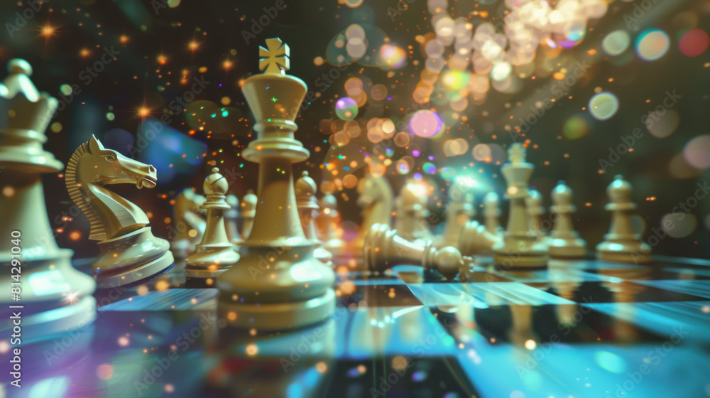 Reality Blend, Chess pieces ascending from a 2D board into 3D space ...