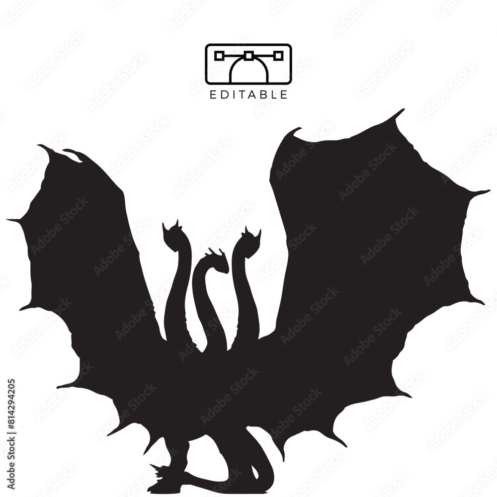 king ghidorah legendary silhouette Editable logo Stock Vector | Adobe Stock