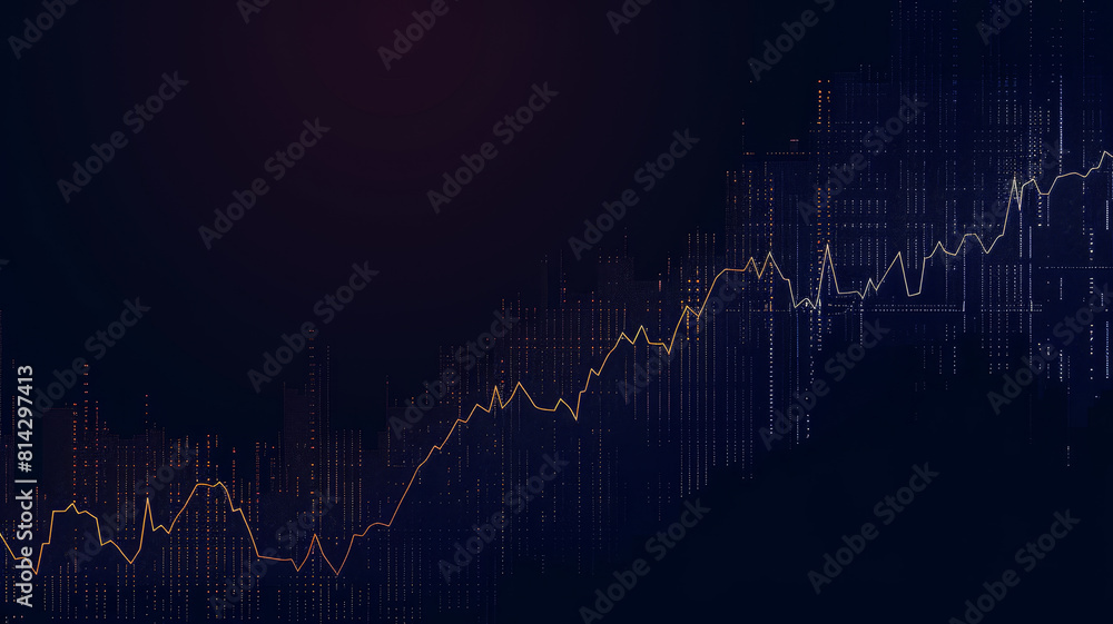 Dark stock market chart background - Digital stock market chart with an ...