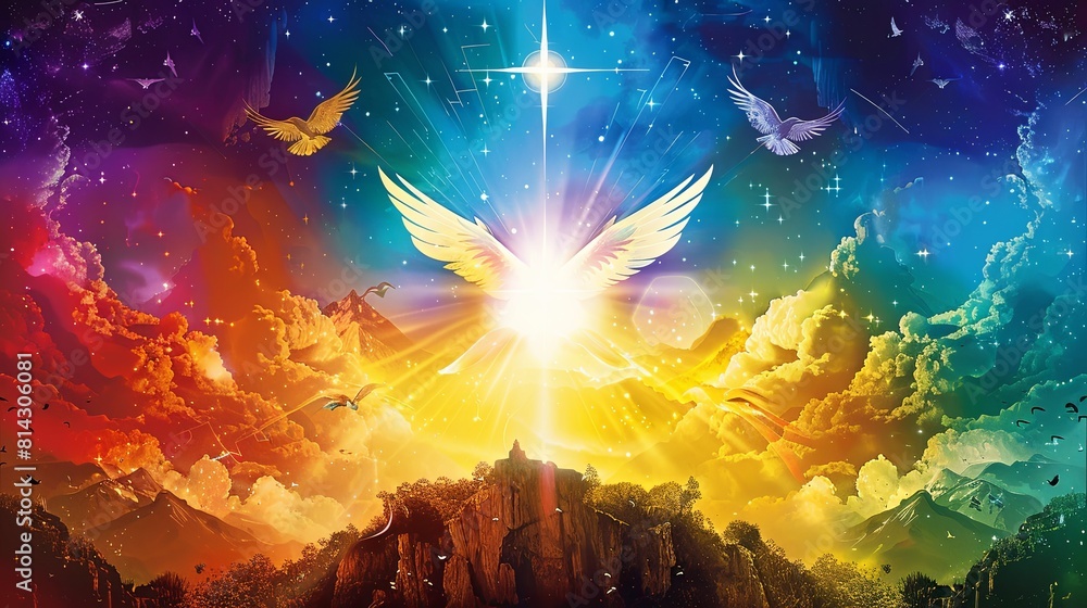 Trinity Sunday. Illustration of a poster for Trinity Sunday, May 26. On ...