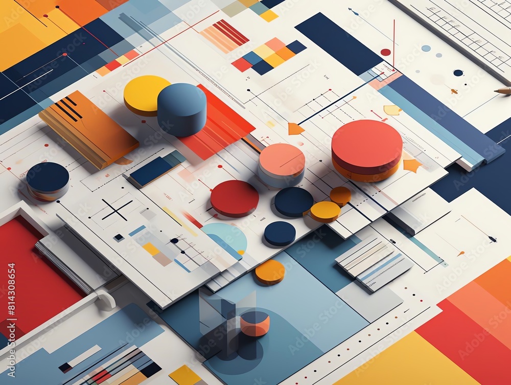 Thesis presentation flat design top view academic defense animation ...