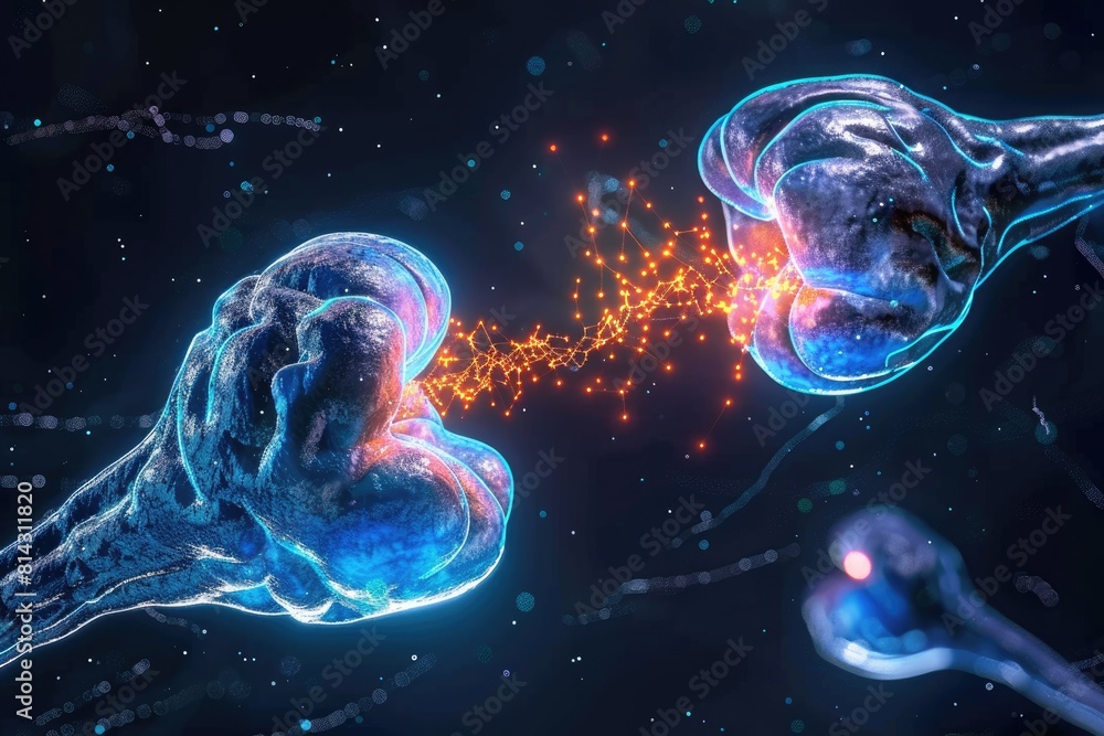 Neural connection: nerve synapse - intricate junction where nerve cells ...