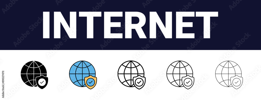Different style Internet computer icons set. Editable, filled, outline ...