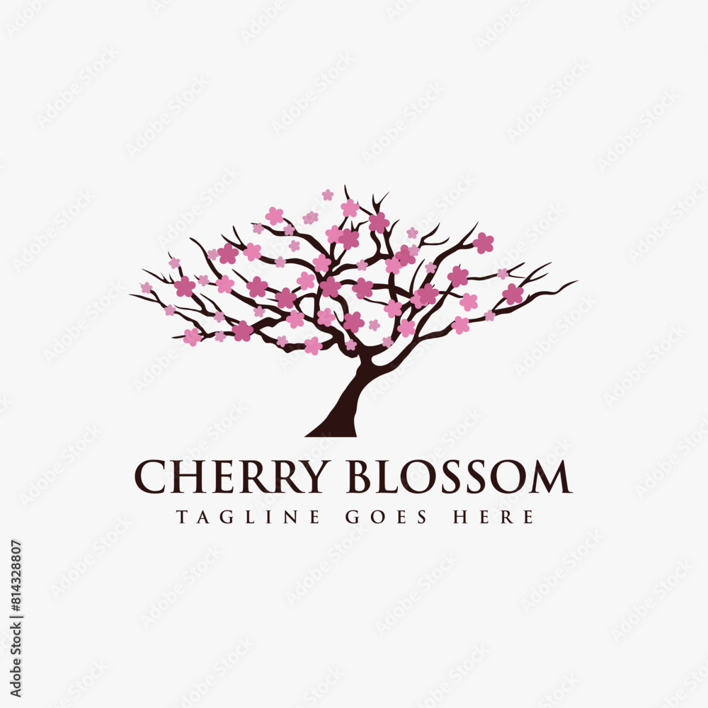 Cherry Blossom tree logo vector on white background Stock Vector ...