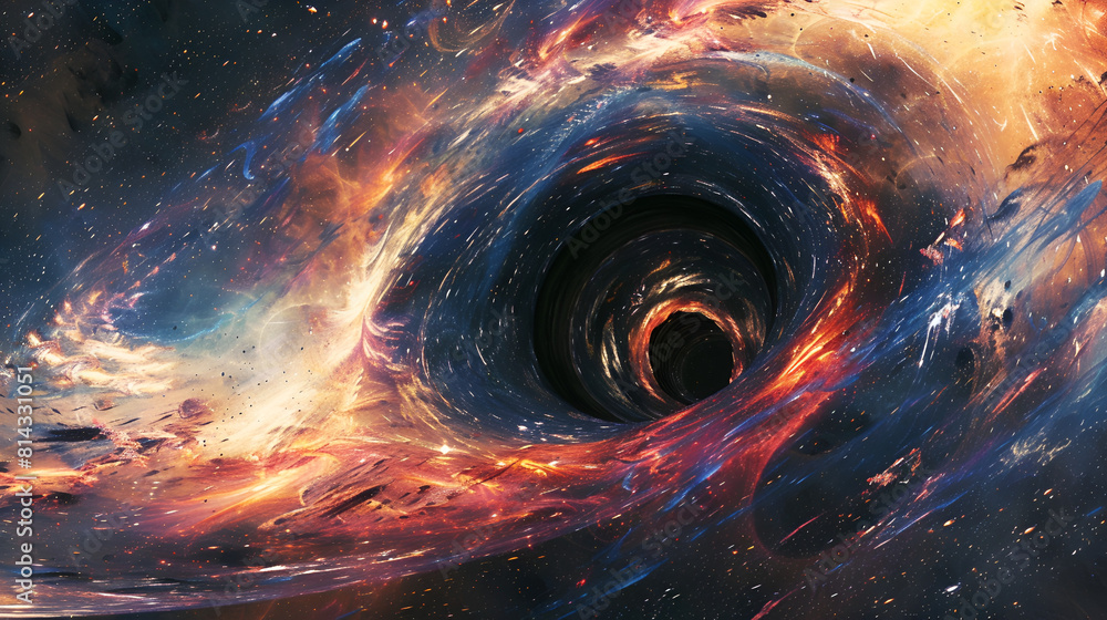 Artistic Style Painting Drawing of A Black Hole in the Space Aspect 16: ...